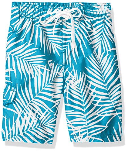 Kanu Surf Boys Line Up Quick Dry UPF 50+ Beach Swim Trunk, Palma Aqua, 3T