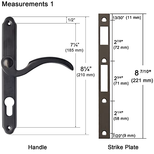 HTH HTHomeprod Solid Brass Lever Handle Set for Screen/Storm Doors, Mortise Lock with Double Cylinder for Higher Security, Fit for 1 in. Or 1.38 in. Thickness Door, Brushed Dark Bronze