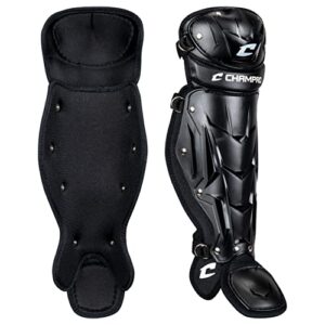 champro optimus mvp single knee baseball catcher’s leg guards, 12″ shin length, black, cg112b