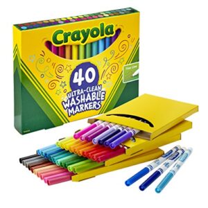 crayola ultra clean fine line washable markers, kids markers for school, back to school gifts, 40 count