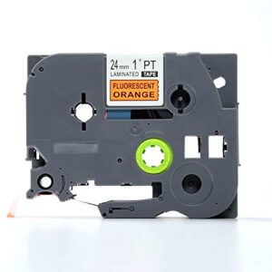 idik 1pk black on orange fluorescent laminated label tape compatible for brother p-touch tze-b51 tz b51 tze b51(24mm x 8m)