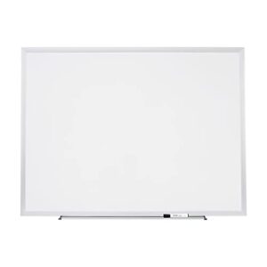 staples 1682304 porcelain magnetic whiteboard silver aluminum frame 4-ft w x 3-ft h