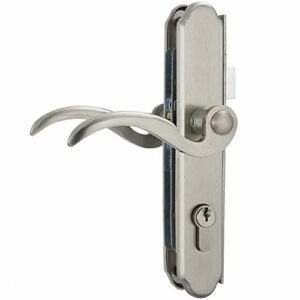 hth hthomeprod solid brass lever handle set for screen/storm doors, mortise lock with double cylinder for higher security, fit for 1 in. or 1.38 in. thickness door, satin nickel