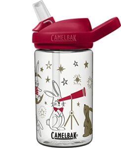 camelbak eddy+ 14 oz kids water bottle with tritan renew – straw top, leak-proof when closed, star gazing rabbits