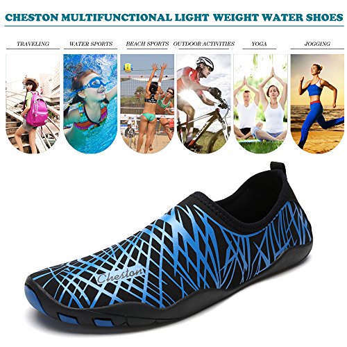 Cheston Mens Barefoot Quick Dry Aqua Water Shoe(14 Women / 12 Men, Blue)