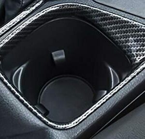 Xotic Tech Inner Water Cup Holder Panel Frame Cover Trim, Carbon Fiber Pattern, Compatible with Toyota RAV4 2013-2018