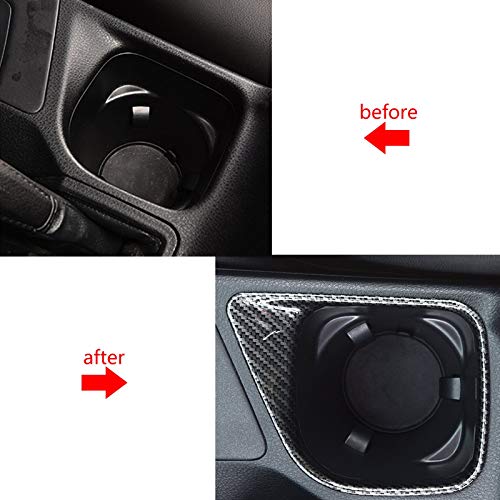 Xotic Tech Inner Water Cup Holder Panel Frame Cover Trim, Carbon Fiber Pattern, Compatible with Toyota RAV4 2013-2018