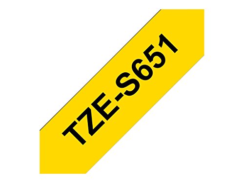 Brother Tzes651 Tze Extra-Strength Adhesive Laminated Labeling Tape, 1-Inch W, Black On Yellow