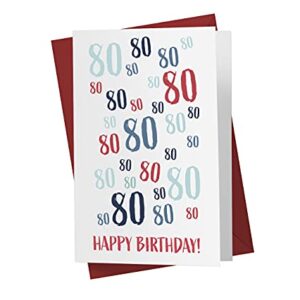 80th Birthday Card - Just A Number 80th Anniversary Card For Brother, Sister, Dad, Mom, Boyfriend, Grilfriend - 80 Years Old Birthday Card - Happy 80th Birthday Card - With Envelope