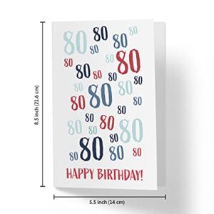 80th Birthday Card - Just A Number 80th Anniversary Card For Brother, Sister, Dad, Mom, Boyfriend, Grilfriend - 80 Years Old Birthday Card - Happy 80th Birthday Card - With Envelope