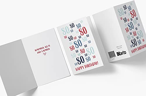 80th Birthday Card - Just A Number 80th Anniversary Card For Brother, Sister, Dad, Mom, Boyfriend, Grilfriend - 80 Years Old Birthday Card - Happy 80th Birthday Card - With Envelope