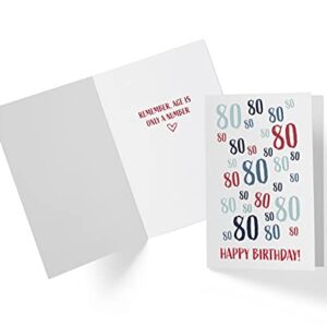 80th Birthday Card - Just A Number 80th Anniversary Card For Brother, Sister, Dad, Mom, Boyfriend, Grilfriend - 80 Years Old Birthday Card - Happy 80th Birthday Card - With Envelope