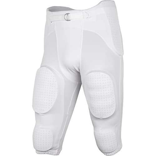 CHAMPRO Boys' Safety Integrated Football Practice Pant with Built-in Pads, White, Medium