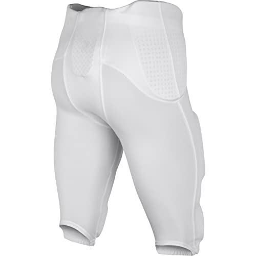 CHAMPRO Boys' Safety Integrated Football Practice Pant with Built-in Pads, White, Medium