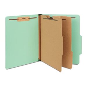 staples 614454 pressboard classification folders 2/5 top tab ltr 2 div green 20/bx