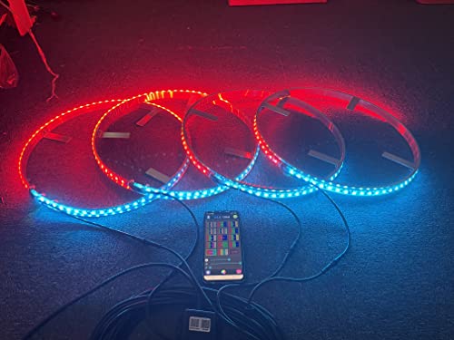 Sando Tech Dream Chasing Colors Flow 15.5‘’ LED Wheel Ring Lights Rim Lights Tire Lights Blue-Tooth App Controlled 4 Lights