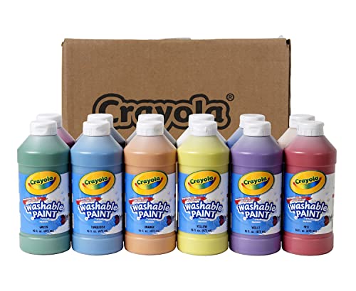 Crayola Washable Paint, 12 Count, Kids Non Toxic Paint Set, School Supplies, Assorted Colors, 16 Oz