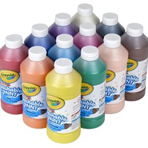 Crayola Washable Paint, 12 Count, Kids Non Toxic Paint Set, School Supplies, Assorted Colors, 16 Oz