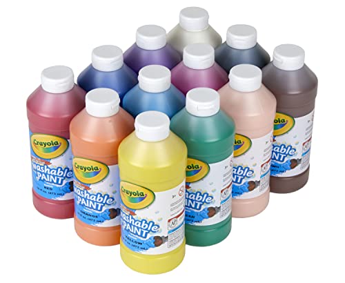 Crayola Washable Paint, 12 Count, Kids Non Toxic Paint Set, School Supplies, Assorted Colors, 16 Oz