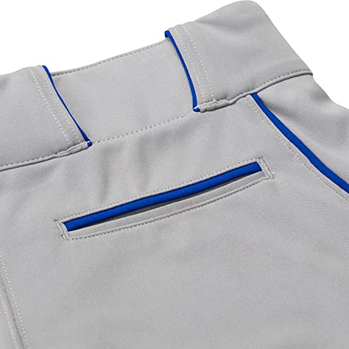 CHAMPRO boys Champro Youth Triple Crown Open Bottom Baseball Pant w Geometric Side Insert, Grey, Royal, Large US