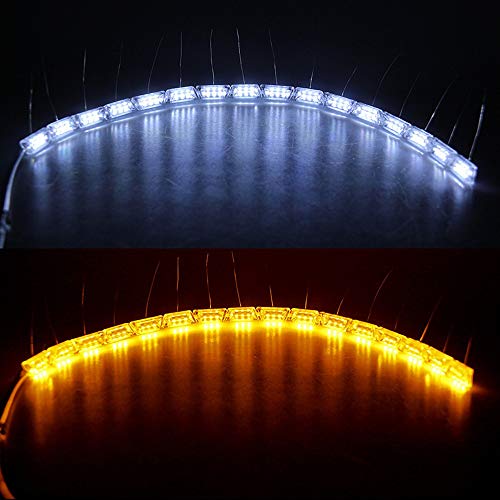 Auto-Tech 1Pair Car LED Crystal water lamp DRL lights with telescopic steering White to Yelllow light (White to Yellow)