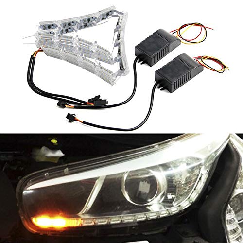 Auto-Tech 1Pair Car LED Crystal water lamp DRL lights with telescopic steering White to Yelllow light (White to Yellow)