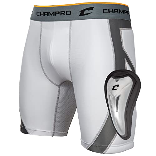 CHAMPRO girls Wind-up With Wind Up Compression Polyester Spandex Sliding Short w Cup, White, Large US