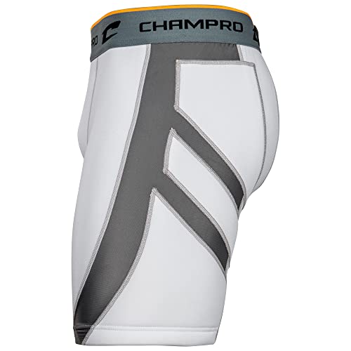 CHAMPRO girls Wind-up With Wind Up Compression Polyester Spandex Sliding Short w Cup, White, Large US