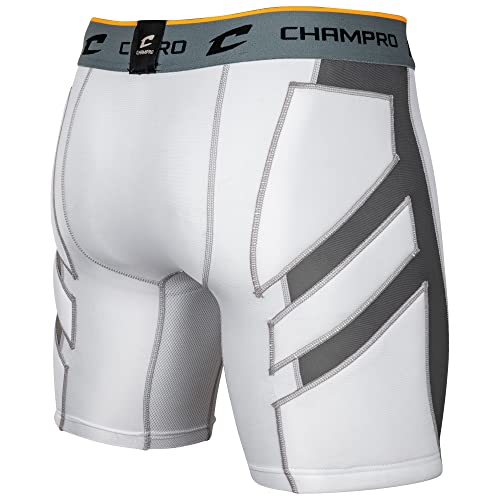 CHAMPRO girls Wind-up With Wind Up Compression Polyester Spandex Sliding Short w Cup, White, Large US