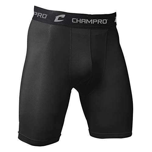 CHAMPRO Polyester/Spandex Compression Short, Youth Medium, Black