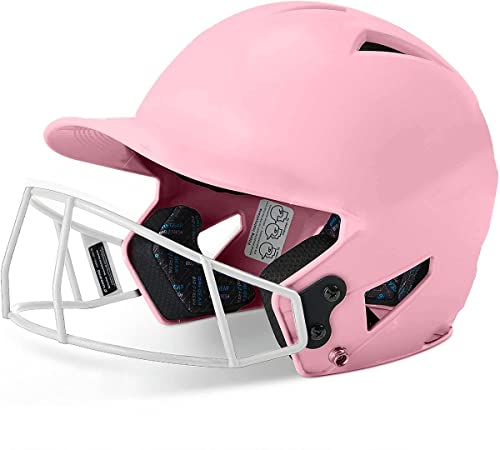 Champro Rise Pro Girls Softball Batting Helmet with Face Guard - Girls Softball Helmets - Bio Fresh/DRI-Gear Moisture Wicking Pad Liner - Pink, Senior