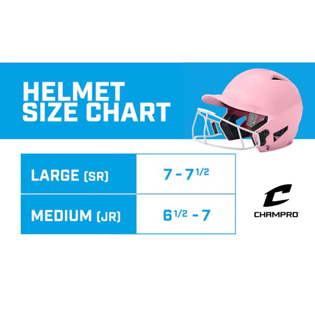 Champro Rise Pro Girls Softball Batting Helmet with Face Guard - Girls Softball Helmets - Bio Fresh/DRI-Gear Moisture Wicking Pad Liner - Pink, Senior