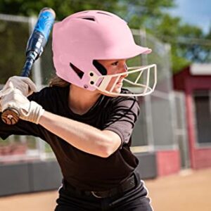 Champro Rise Pro Girls Softball Batting Helmet with Face Guard - Girls Softball Helmets - Bio Fresh/DRI-Gear Moisture Wicking Pad Liner - Pink, Senior