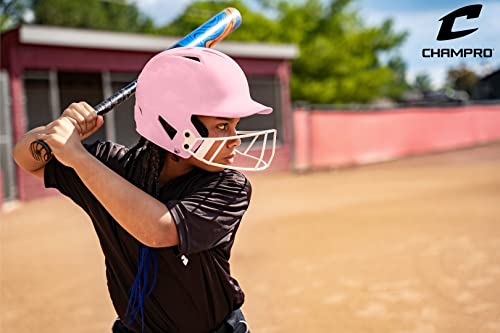 Champro Rise Pro Girls Softball Batting Helmet with Face Guard - Girls Softball Helmets - Bio Fresh/DRI-Gear Moisture Wicking Pad Liner - Pink, Senior