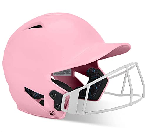 Champro Rise Pro Girls Softball Batting Helmet with Face Guard - Girls Softball Helmets - Bio Fresh/DRI-Gear Moisture Wicking Pad Liner - Pink, Senior