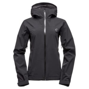 black diamond women’s stretch waterproof/breathable rain shell, black, small