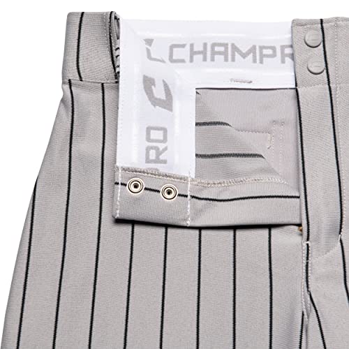 CHAMPRO Unisex-Youth Triple Crown Pinstripe Polyester Baseball Pants, Grey, Black PIN, X-Large