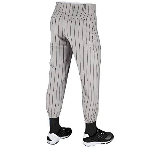 CHAMPRO Unisex-Youth Triple Crown Pinstripe Polyester Baseball Pants, Grey, Black PIN, X-Large