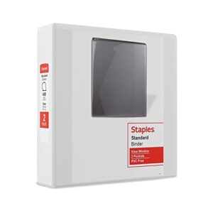 staples 2661486 standard 2-inch 3-ring view binders white 6/carton (26444ct)