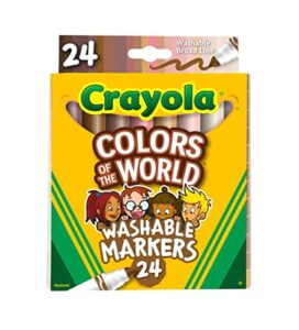 crayola colors of the world markers, skin tone markers, classroom supplies, gift for kids, 24 count (styles vary)