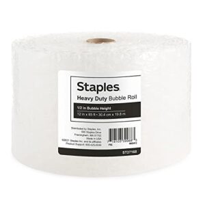 staples 633235 1/2-inch heavy duty bubble roll 12-inch x65-ft each (27168)