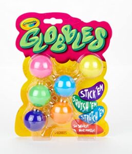 crayola globbles fidget toy (6ct), sticky fidget balls, squish gift for kids, sensory toys, ages 4, 5, 6, 7, 8