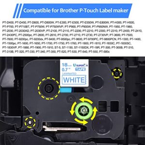 USUPERINK 50PK Compatible for Brother P-Touch Label Maker Tape TZe-243 TZ-243 TZe243 TZ243 Blue on White 18mm 3/4 inch 0.7'' x 26.2ft Laminated TZe TZ Label Tape for PT-2730 2730VP 3600 7500