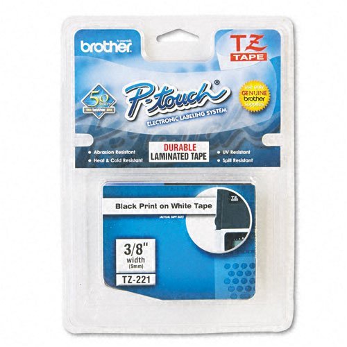 Brother P-Touch : TZ Standard Adhesive Laminated Labeling Tape, 3/8w, Black on White -:- Sold as 2 Packs of - 1 - / - Total of 2 Each