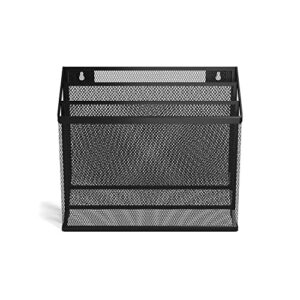 staples 3 compartment wire mesh file organizer, matte black, 4/case (57553ct) (tr57553ct)