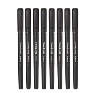 paper mate write bros ballpoint stick pen, black ink with black barrel, 1mm medium point – 8 pack (2140570)