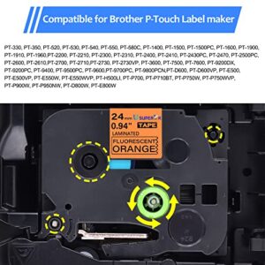 USUPERINK 10PK Compatible for Brother P-Touch TZe-B51 TZeB51 TZB51 TZ-B51 Black on Fluorescent Orange 24mm 1'' 0.94'' x 16.4ft Laminated Label Tape Work with D600 D600VP P700 P710BT P950NW Label Maker