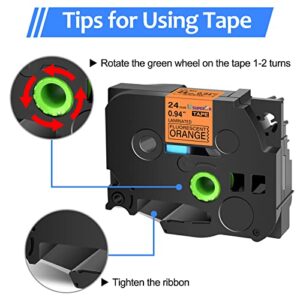 USUPERINK 10PK Compatible for Brother P-Touch TZe-B51 TZeB51 TZB51 TZ-B51 Black on Fluorescent Orange 24mm 1'' 0.94'' x 16.4ft Laminated Label Tape Work with D600 D600VP P700 P710BT P950NW Label Maker