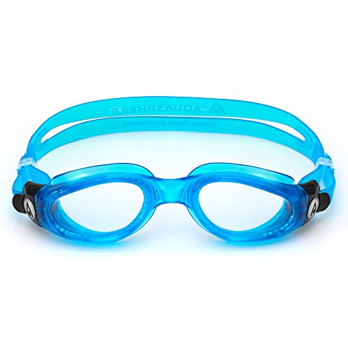 Aqua Sphere Kaiman Adult Swimming Goggles - The Original Curved Lens Goggle, Comfort & Fit for the Active Swimmer | Unisex Adult, Clear Lens, Light Blue/Transparent Frame, EP3004100LC