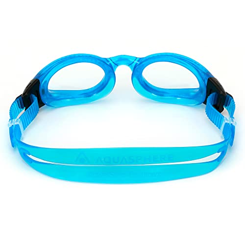 Aqua Sphere Kaiman Adult Swimming Goggles - The Original Curved Lens Goggle, Comfort & Fit for the Active Swimmer | Unisex Adult, Clear Lens, Light Blue/Transparent Frame, EP3004100LC